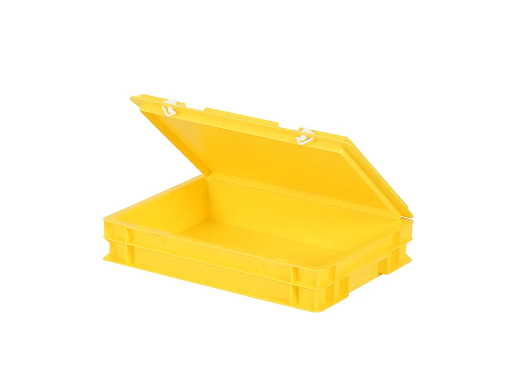 Stacking Bin With Lid 400 X 300 X H 90 Mm Yellow Transoplast