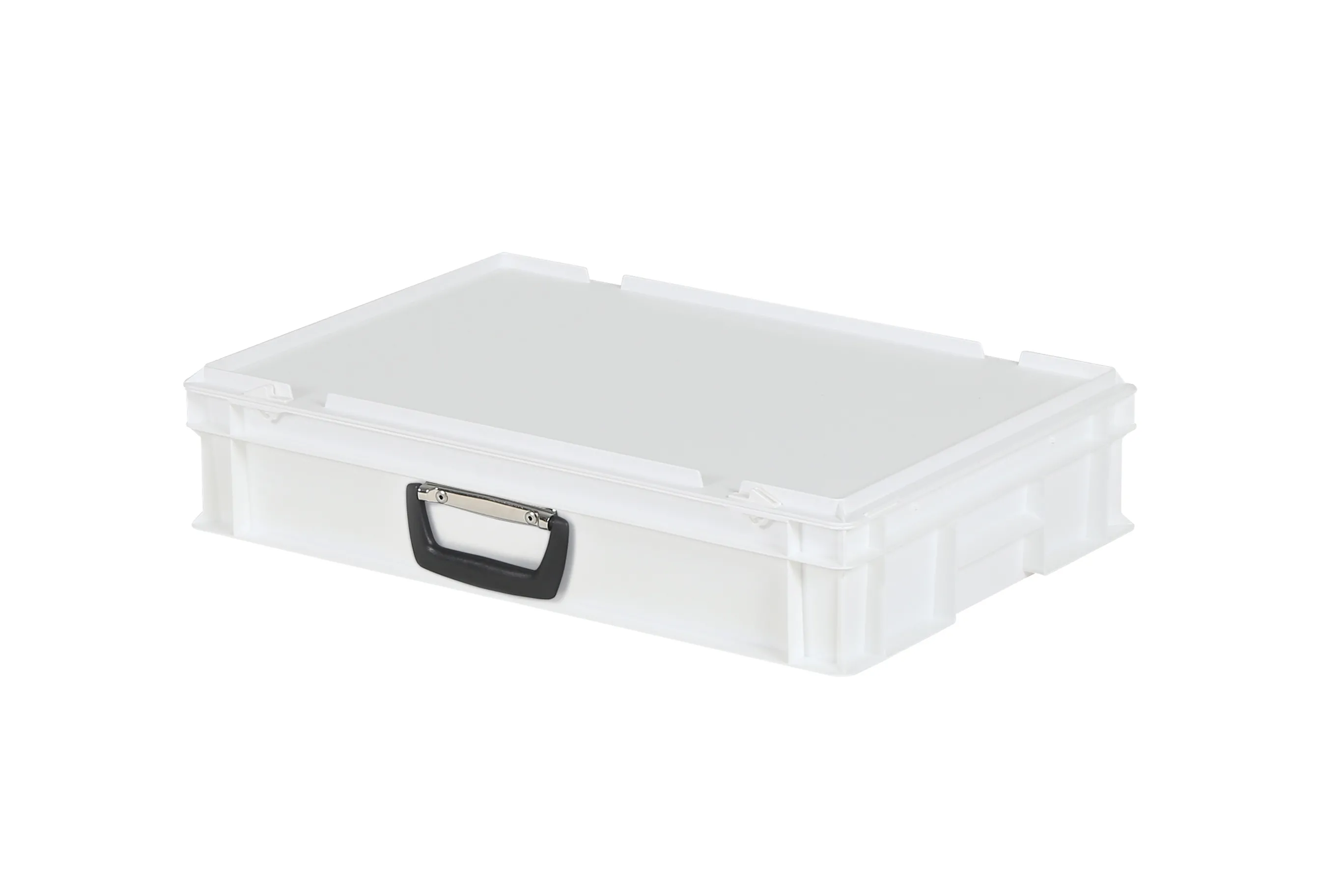 Plastic case - 400 x 300 x H 250 mm - White - Stacking bin with lid and ...