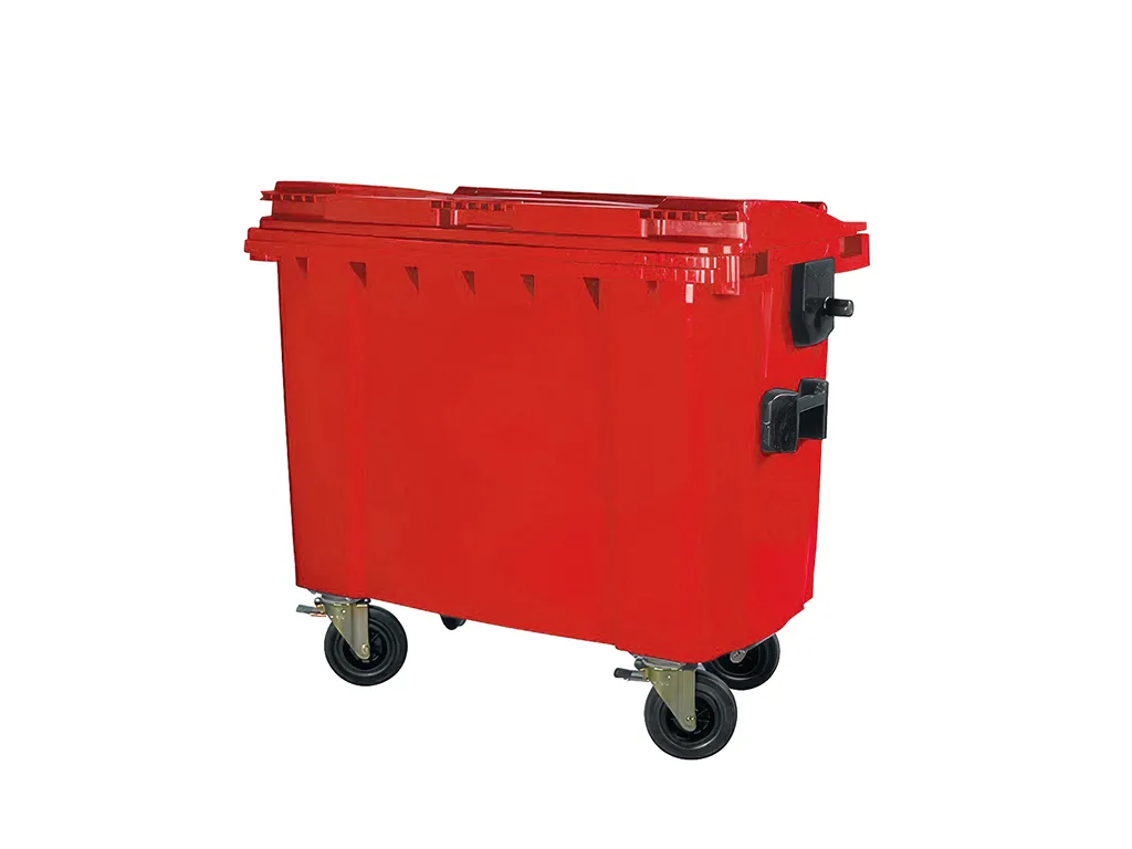 Four-wheeled 660 litre waste container - red - Transoplastshop