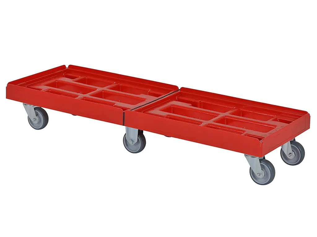 Custom plastic dolly - 1200x400mm - red - Transoplast