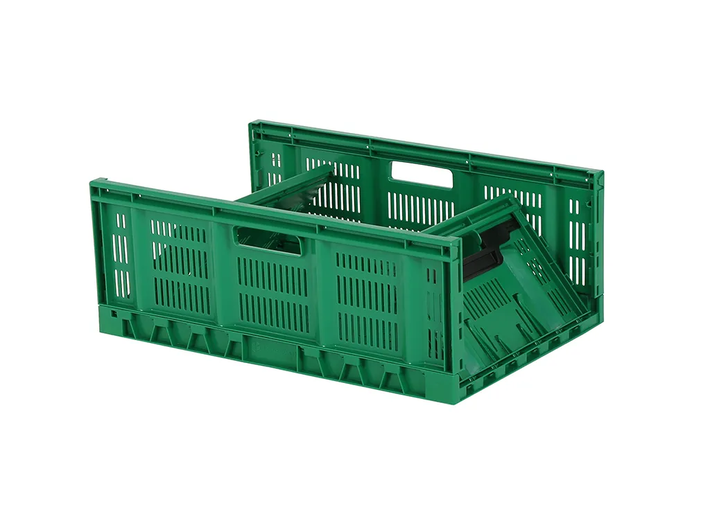Folding crate - 600 x 400 x H 233 mm - green - Transoplastshop