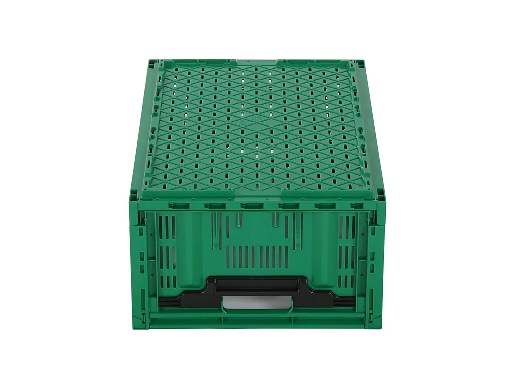 Folding crate - 600 x 400 x H 233 mm - green - Transoplastshop