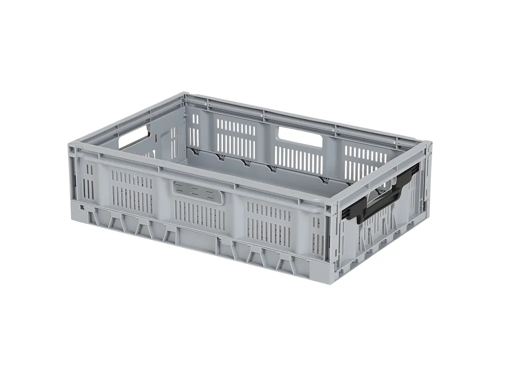 Folding crate - 600 x 400 x H 170 mm - grey - Transoplastshop