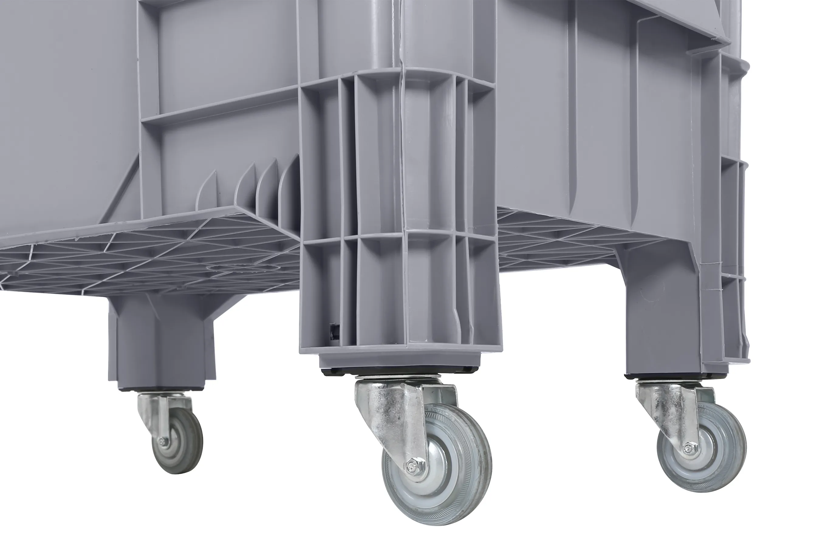 Palettenbox 1040x640xH795mm geschl. 4 Lenkrollen grau - Transoplast