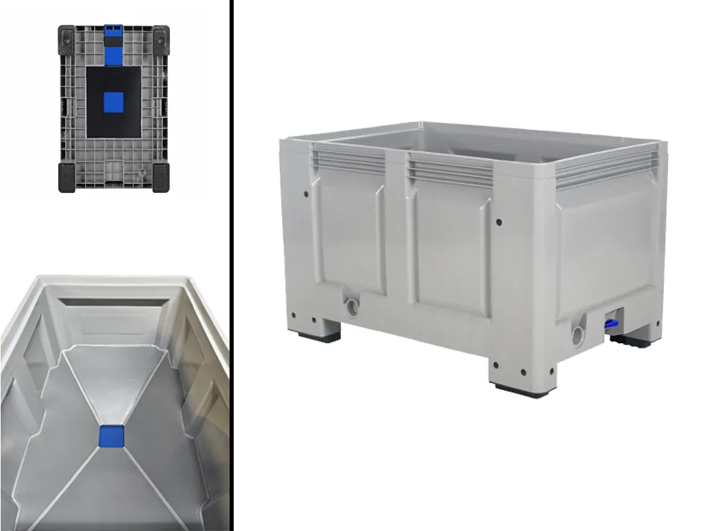 BIG BOX plastic palletbox 1200 x 800 mm - with funnel base and slide ...