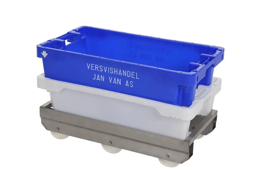 Stainless steel fish box trolley - Transoplastshop