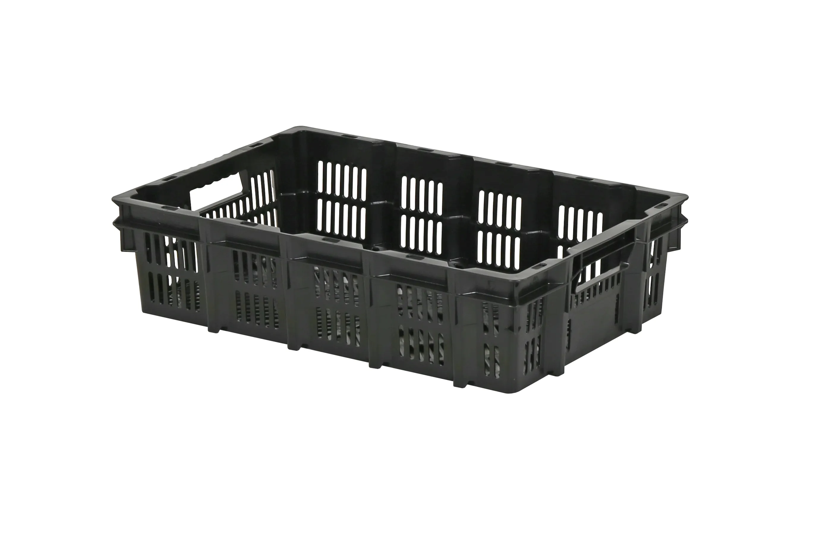 Stacking nestable crate - Euronorm - 600 x 400 x H 150 mm - black ...