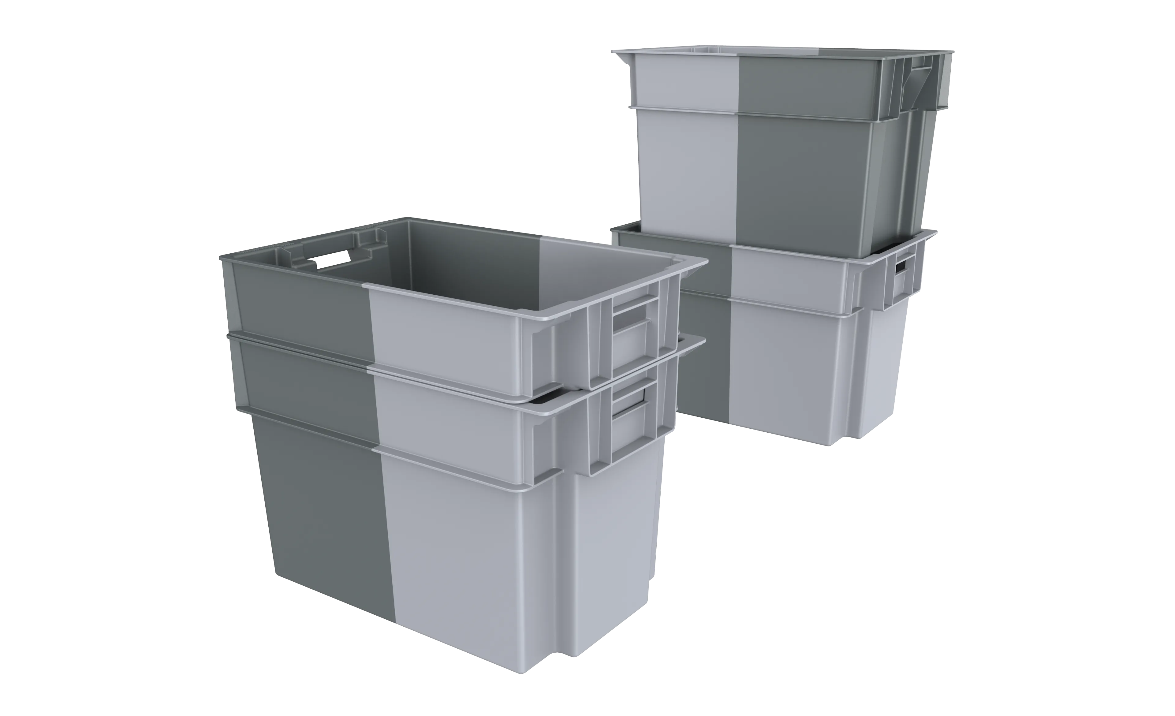 Stacking nestable bin Euronorm - 600 x 400 x H 400 mm - grey - Transoplast