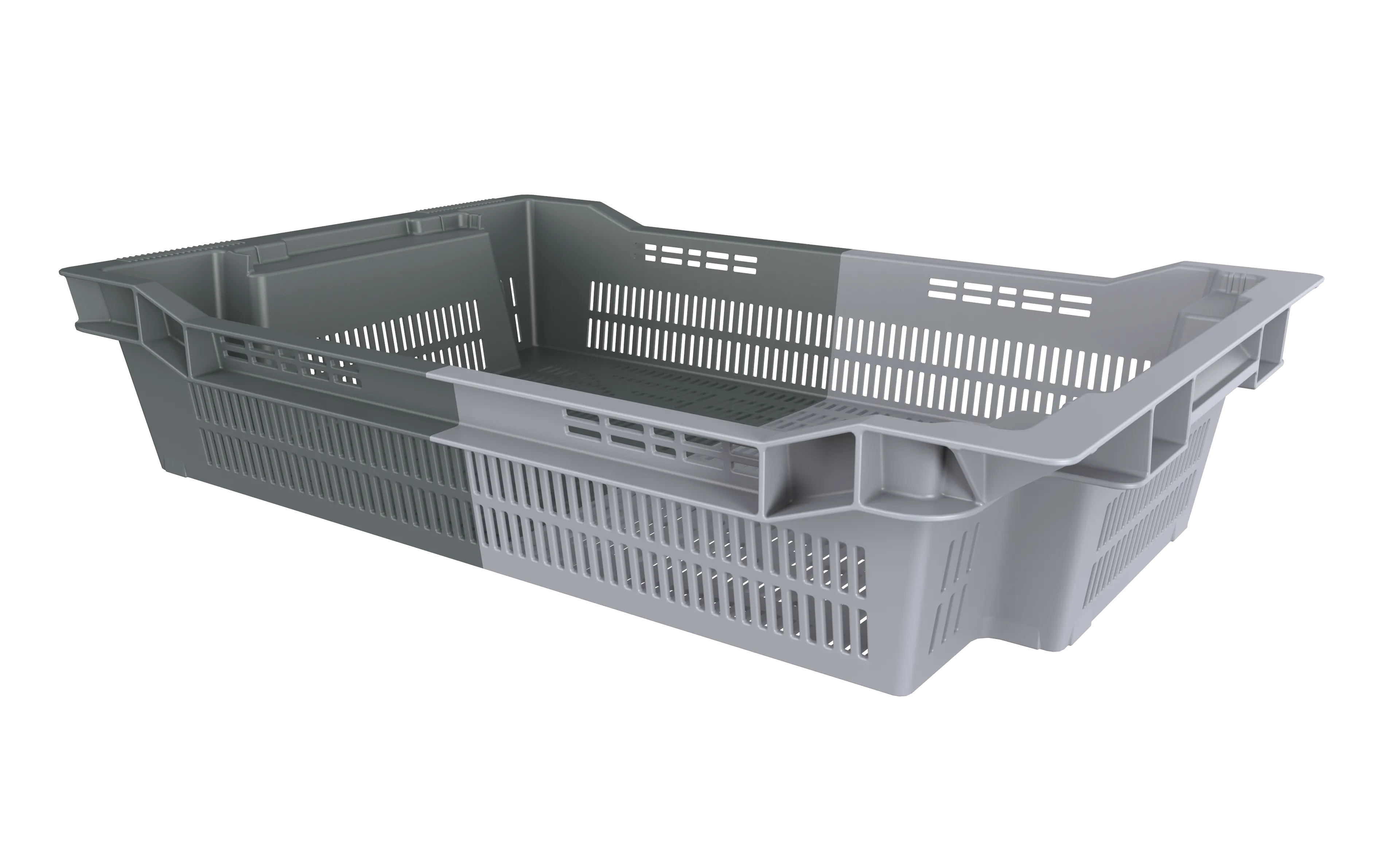 Stacking nestable crate Euronorm - 600 x 400 x H 117mm - grey - Transoplast