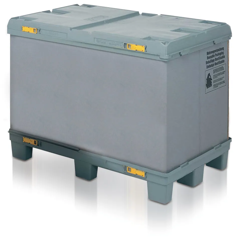 Foldable large container - 1200 x 800 x H 910 mm - grey - Transoplast