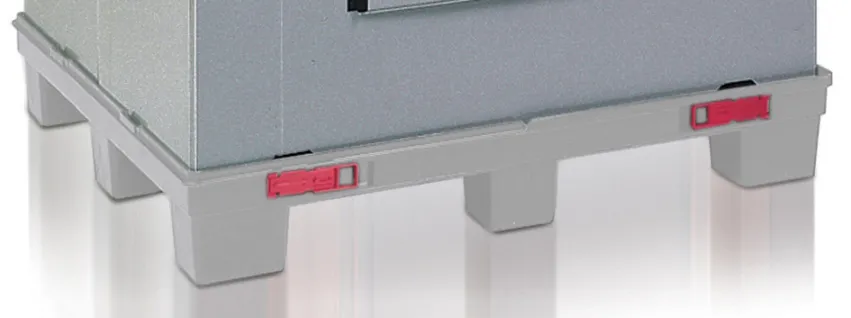 Foldable large container base - 1200 x 800 x H 185 mm - grey - Transoplast