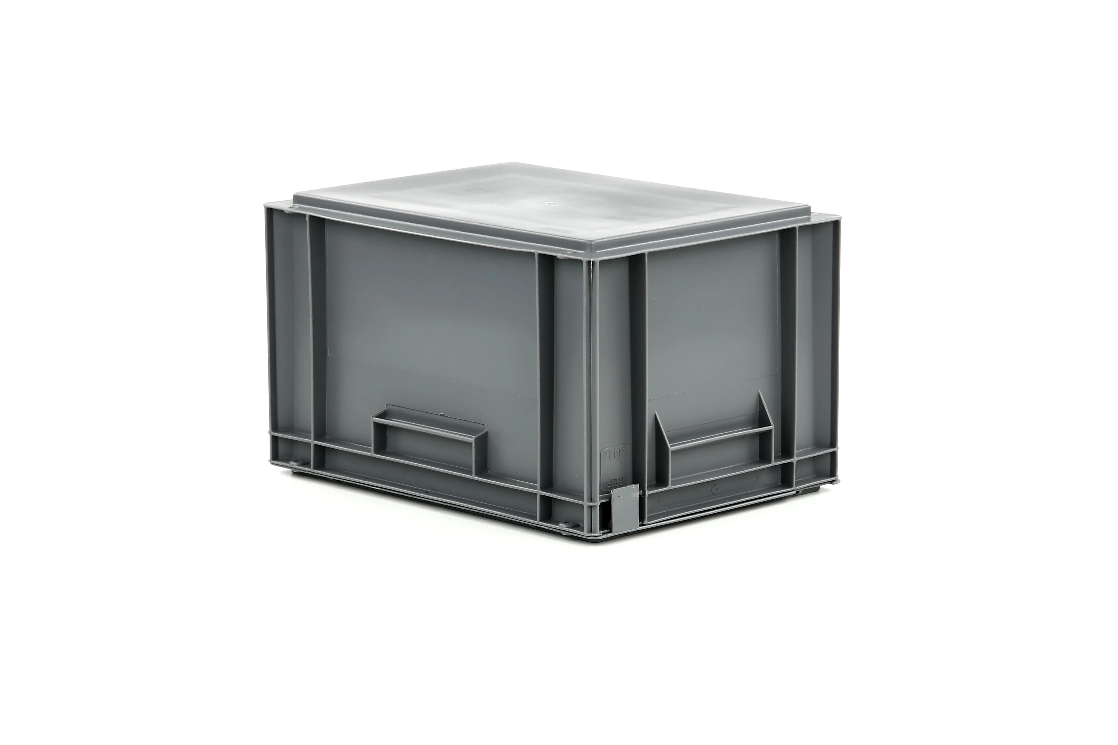 Attached lid euro container - 400 x 300 x H 246 mm - grey - Transoplast