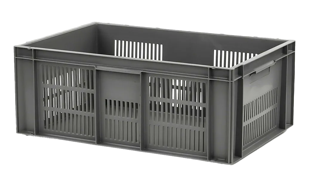 Euronorm stacking crate - 600 x 400 x H 235 mm - grey - Transoplast