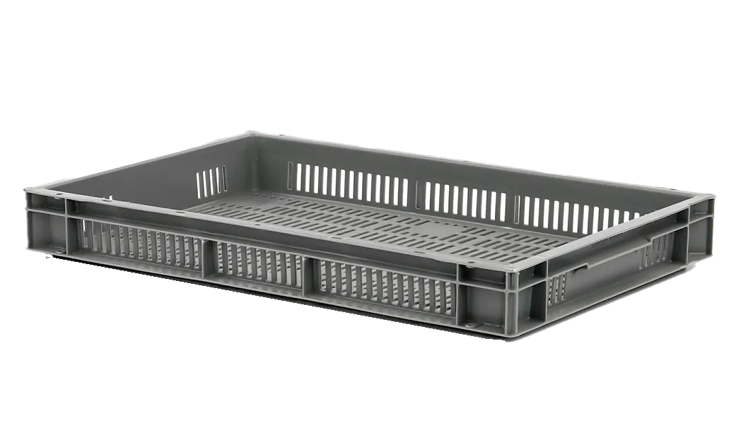 Euronorm stacking crate - 600 x 400 x H 73 mm - grey - Transoplast