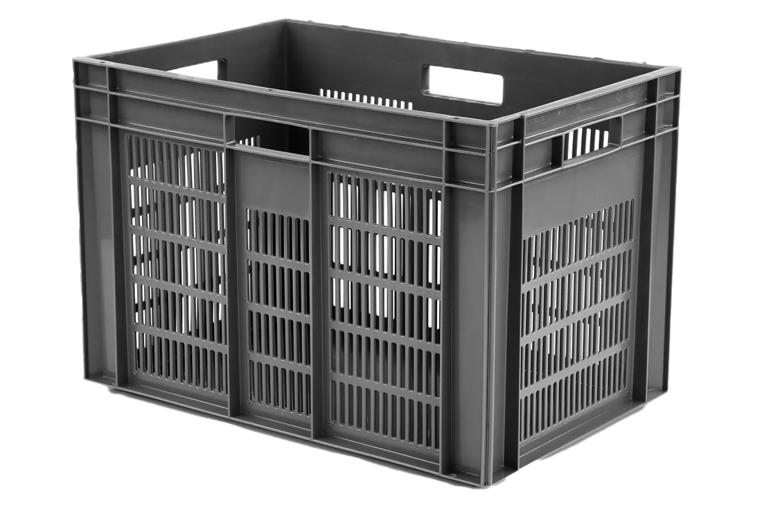Euronorm stacking crate - 600 x 400 x H 412 mm - grey - Transoplast