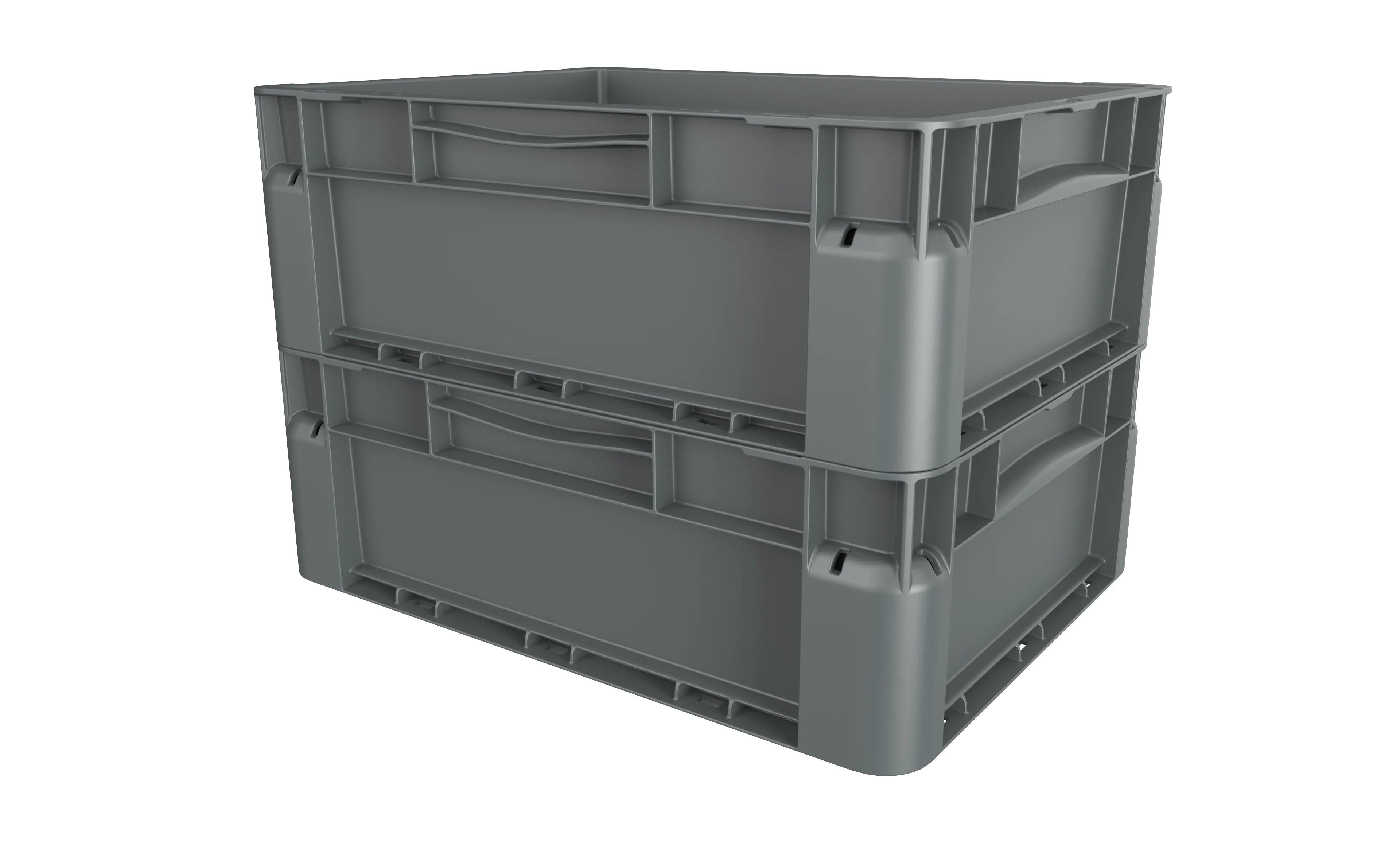 EuroClick stacking bin - 400 x 300 x H 145 mm - grey - closed - Transoplast