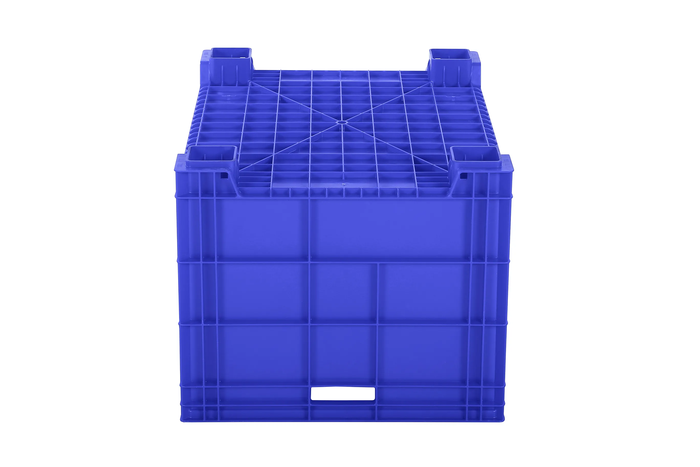Stacking bin 800x600xH500mm closed 4 feet 4 OH blue ral5002 - Transoplast