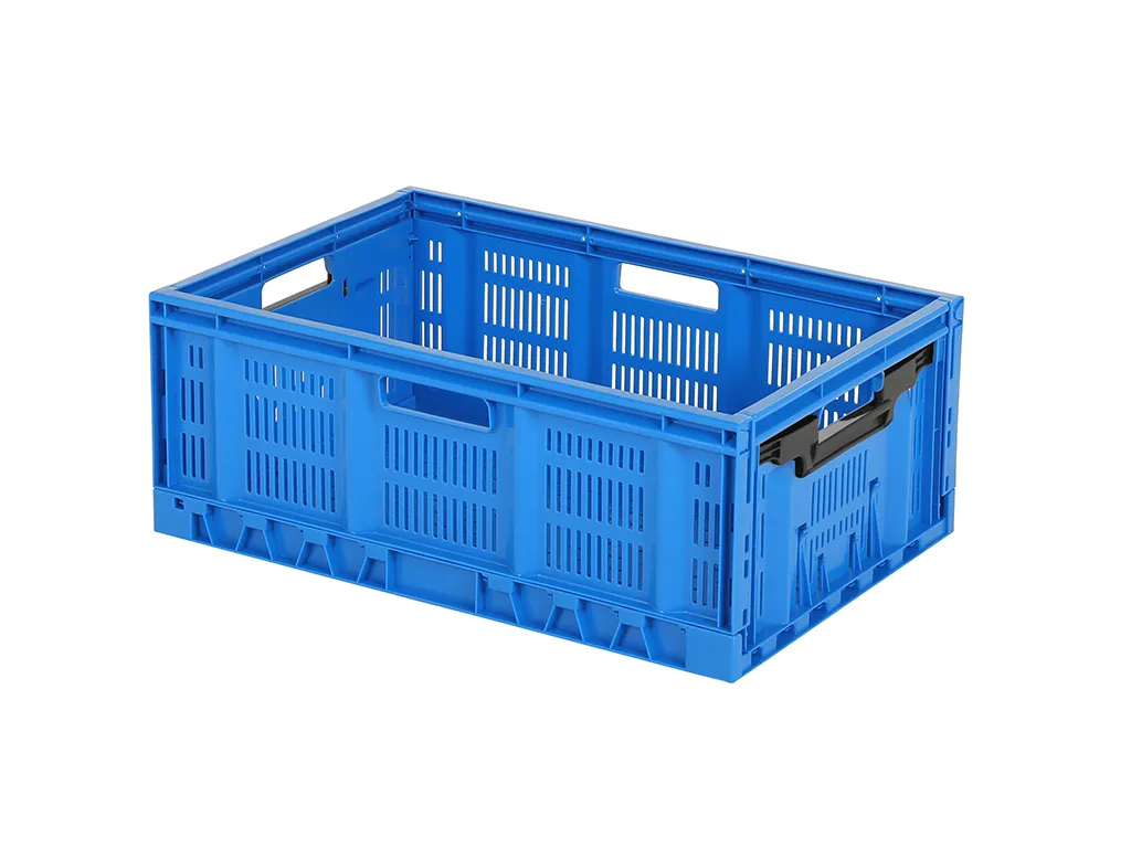 Klapkrat 600x400xH234mm geperf. blauw Pantone 3005C - Transoplastshop
