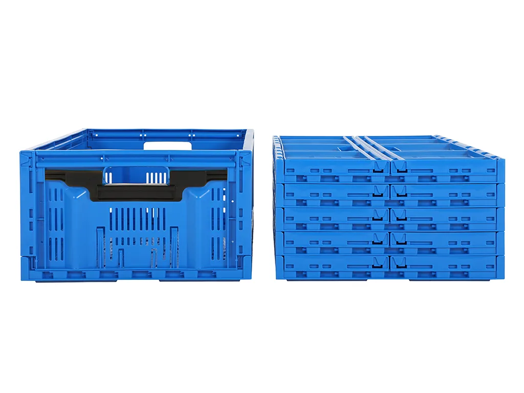 Klapkrat 600x400xH234mm geperf. blauw Pantone 3005C - Transoplastshop