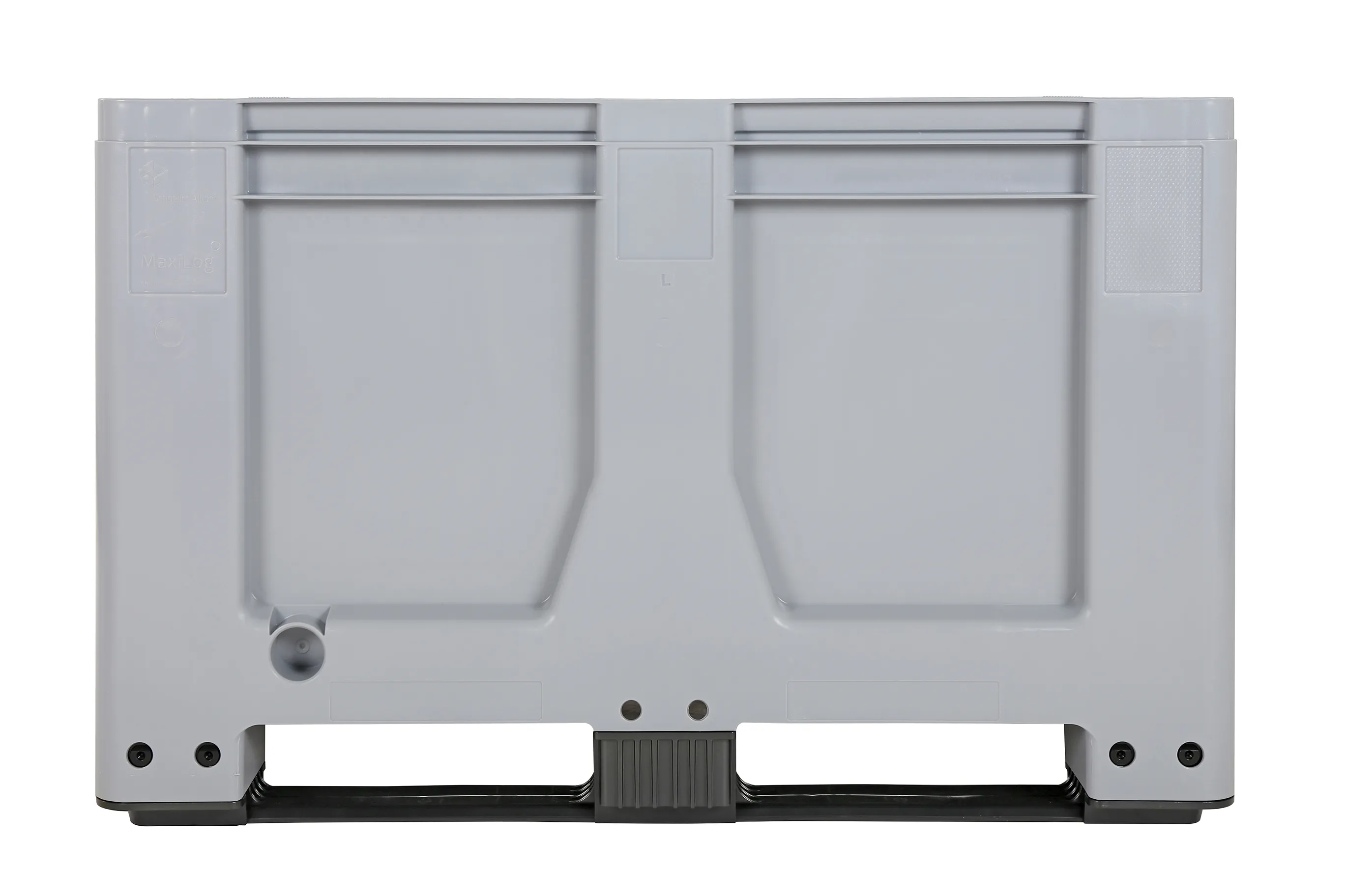 Pallet box MaxiLog - 1200 × 1000 mm - closed - 3 runners - grey ...