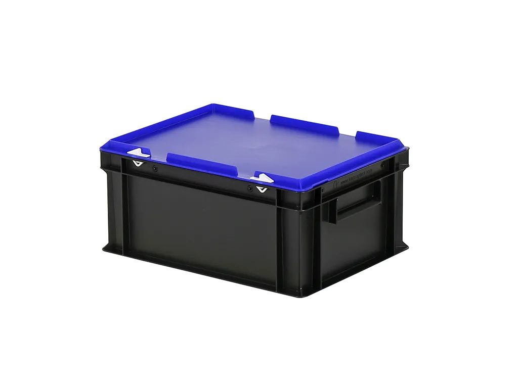Combicolor Stacking bin with lid - 400 x 300 x H 190 mm - black-blue ...