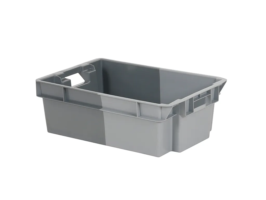 Stackable-nestable Euro container 600x400xH200mm closed OH grey ...