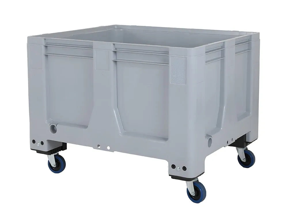 MaxiLog Kunststoff Palettenbox - 1200 x 1000 mm - auf Rollen - Grau - Transoplast