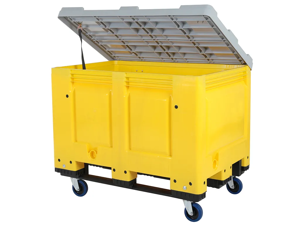 BIG BOX plastic pallet box - 1200 x 800 mm - with lid - on 4 wheels ...
