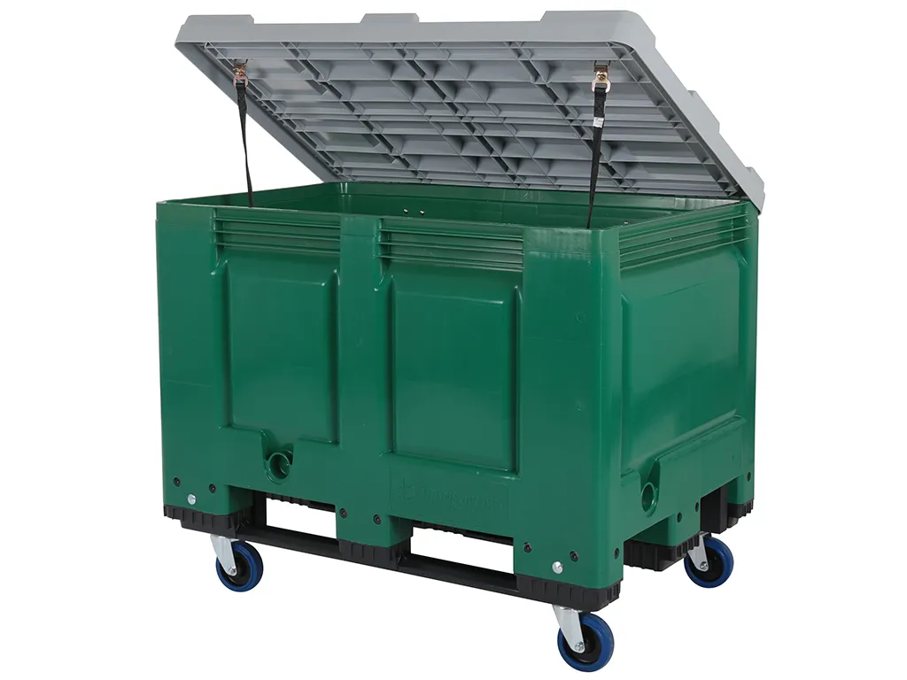 BIG BOX plastic pallet box - 1200 x 800 mm - with lid - on 4 wheels ...