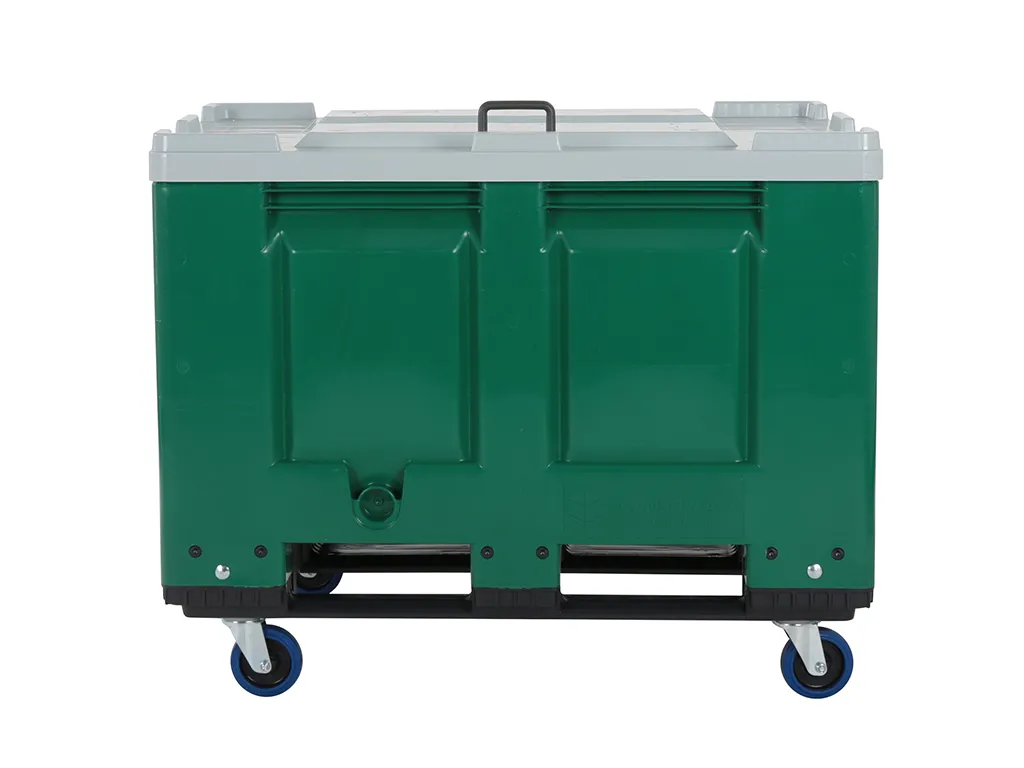 BIG BOX plastic pallet box - 1200 x 800 mm - with lid - on 4 wheels ...