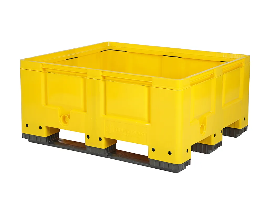 Yellow retention pallet 1200 x 1000 mm - 378 litre - 3 runners ...