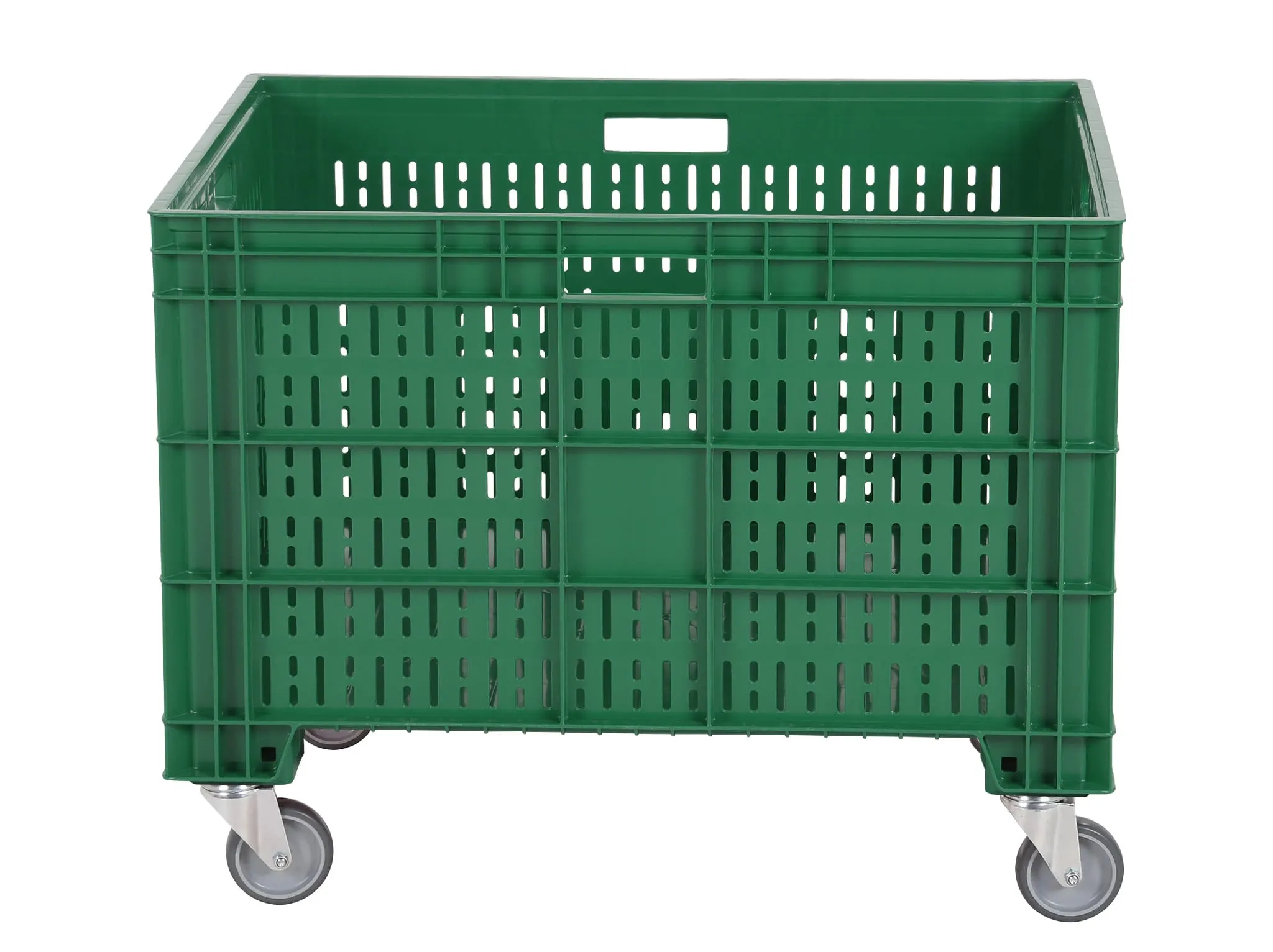 Euronorm stacking bin on wheels - 800 x 600 x H 640 mm - perforated ...
