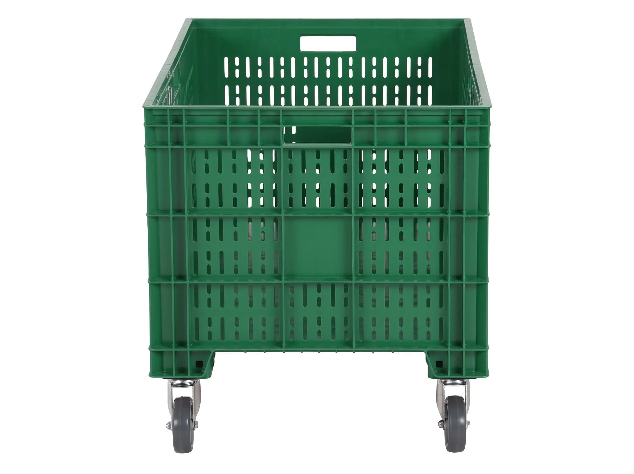 Euronorm stacking bin on wheels - 800 x 600 x H 640 mm - perforated ...