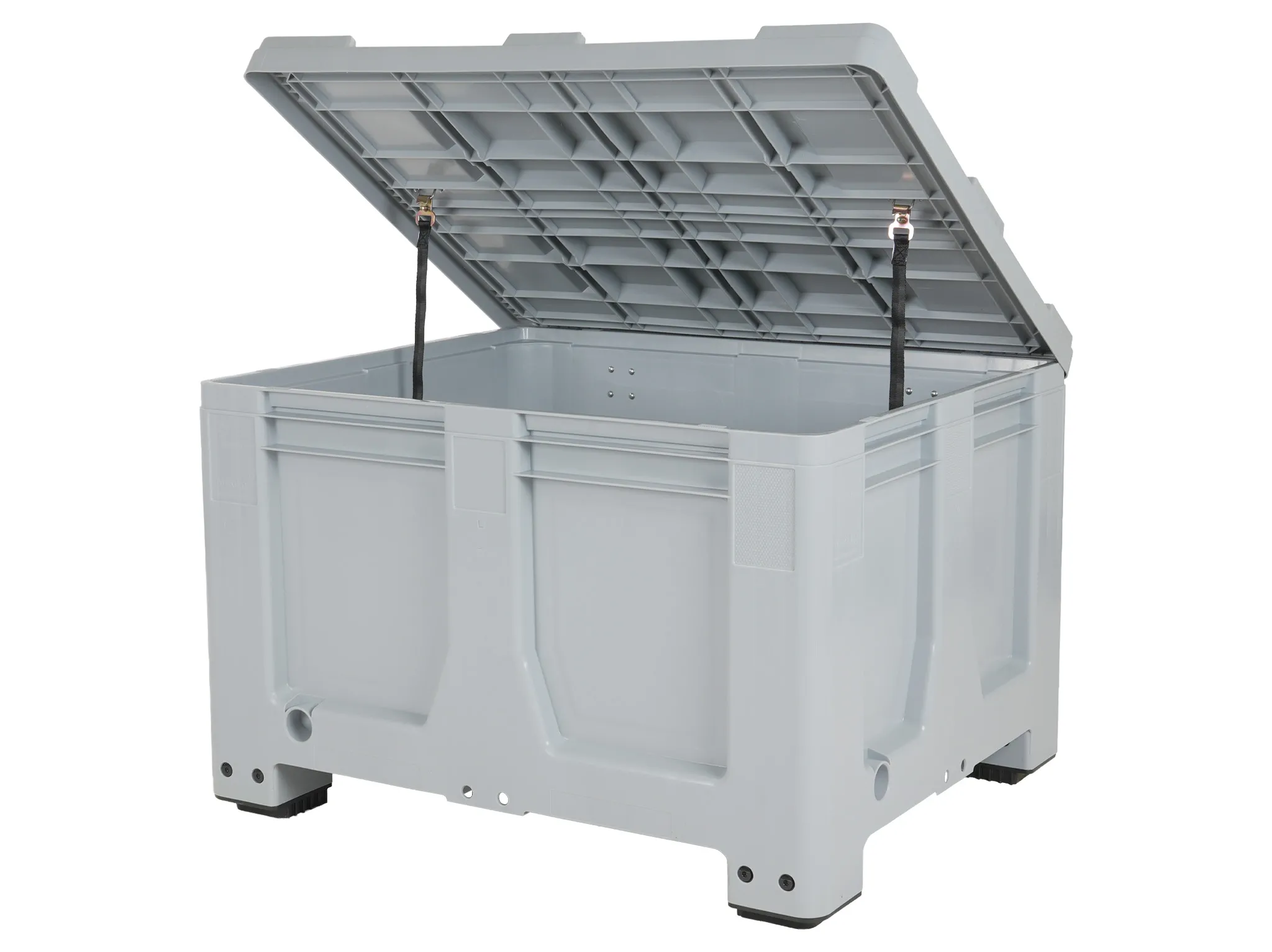 Pallet box MaxiLog - 1200 × 1000 mm - with lid - closed - 4 feet ...