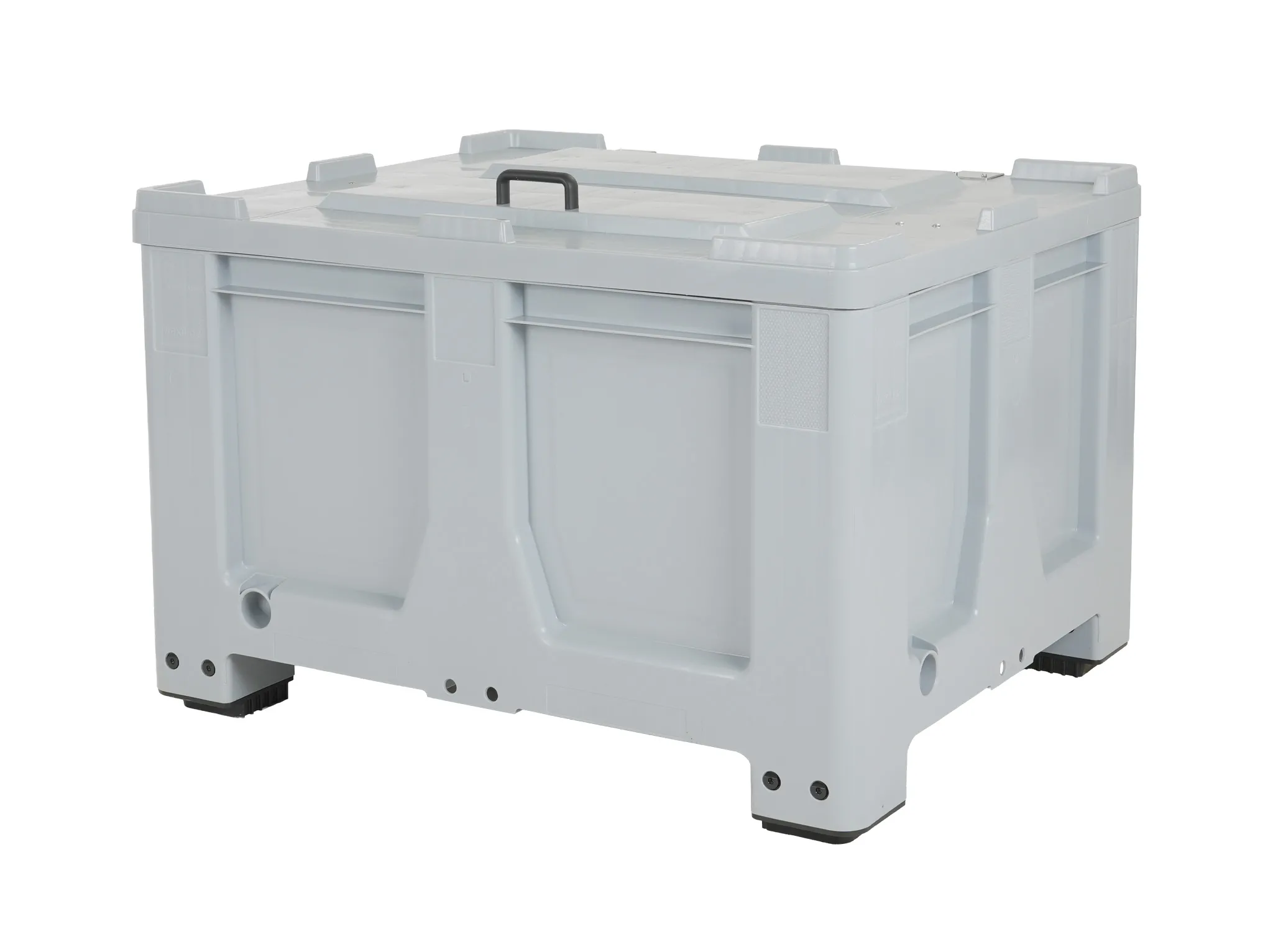 Pallet box MaxiLog - 1200 × 1000 mm - with lid - closed - 4 feet ...