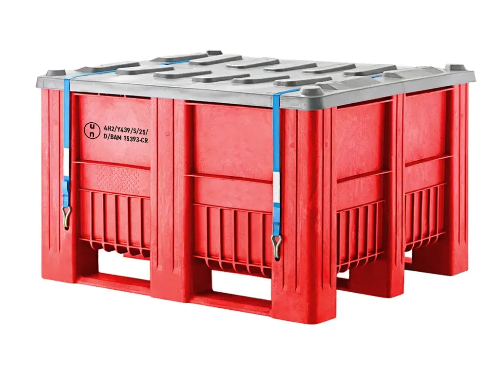 UN-approved pallet box CB3 - 1200 x 1000 mm - UN code 4H2/Y - red ...