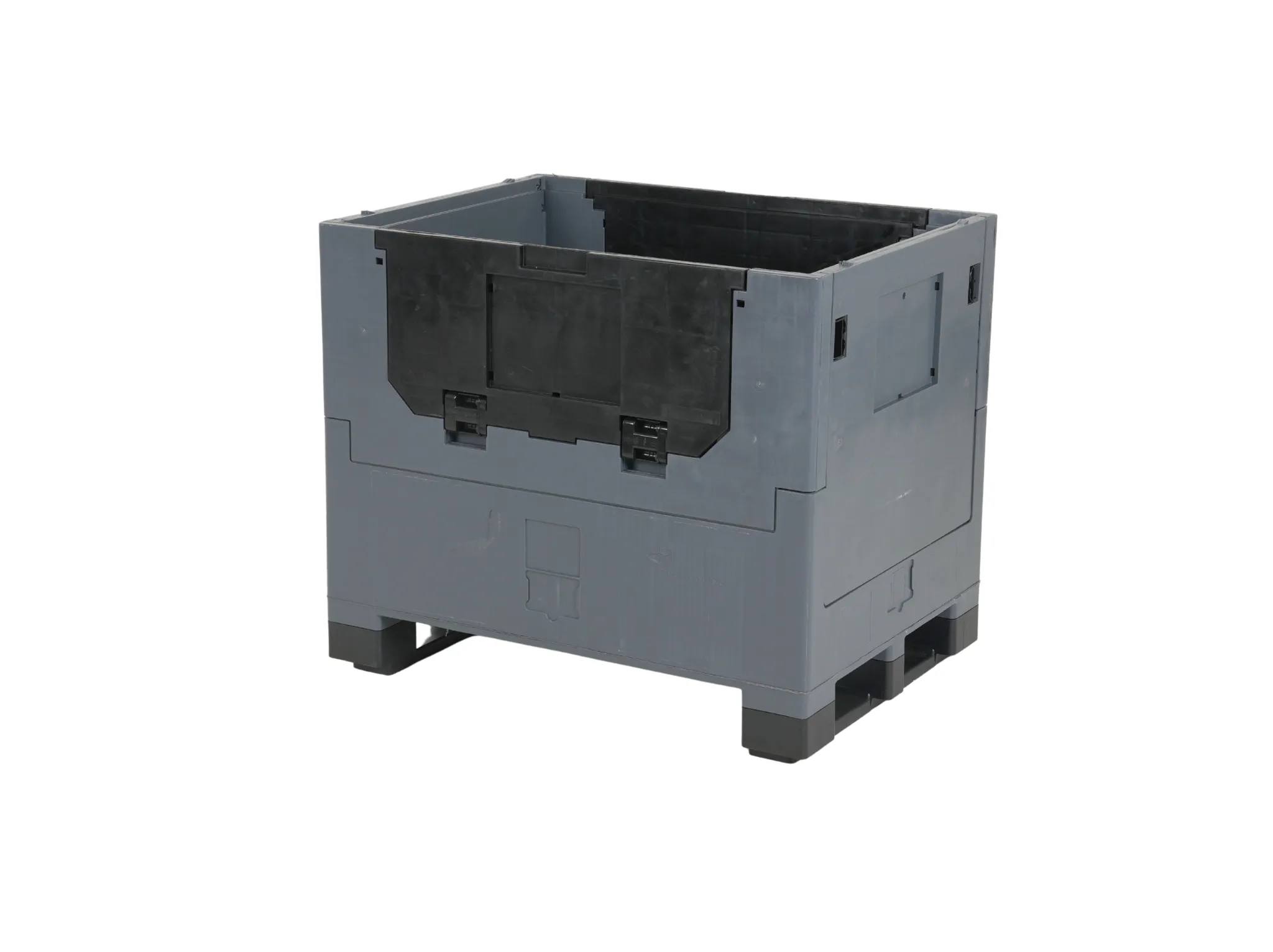 Foldable pallet box type MAGNUM - 800 x 600 mm - on 2 runners - with 2 ...