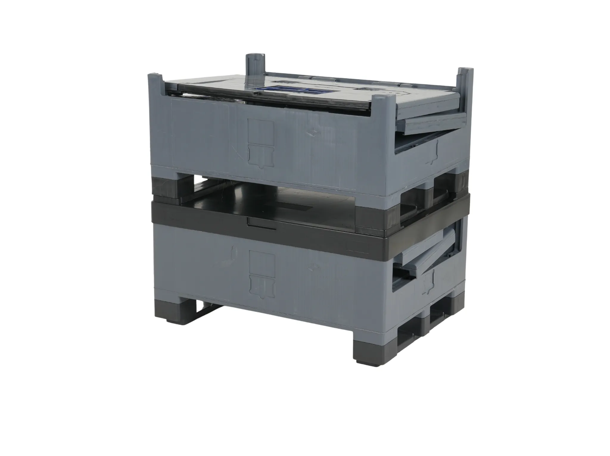 Faltbare Palettenbox Typ MAGNUM - 800 x 600 mm - auf 2 Palettenkufen ...