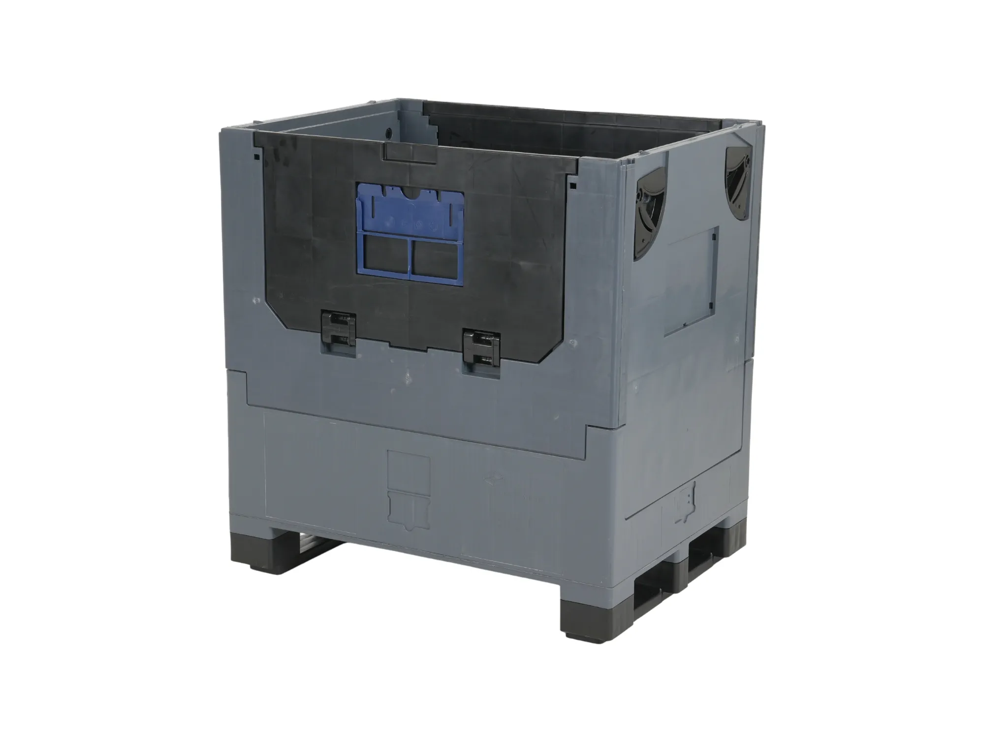 Foldable pallet box type MAGNUM - 800 x 600 mm - on 2 runners - with 2 ...