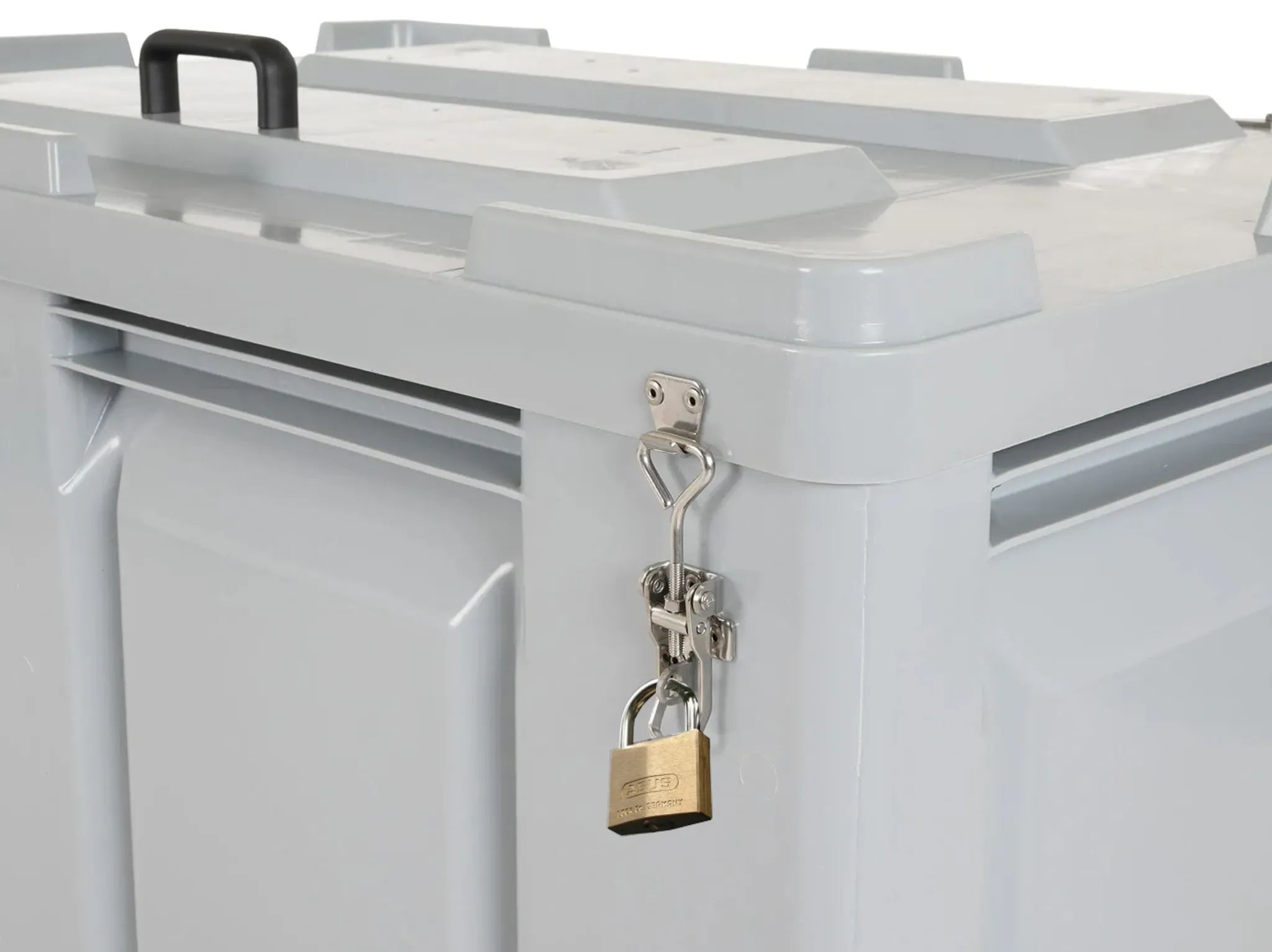 Latched BIG BOX pallet box - 1200 × 800 mm - with hinged lid (also ...