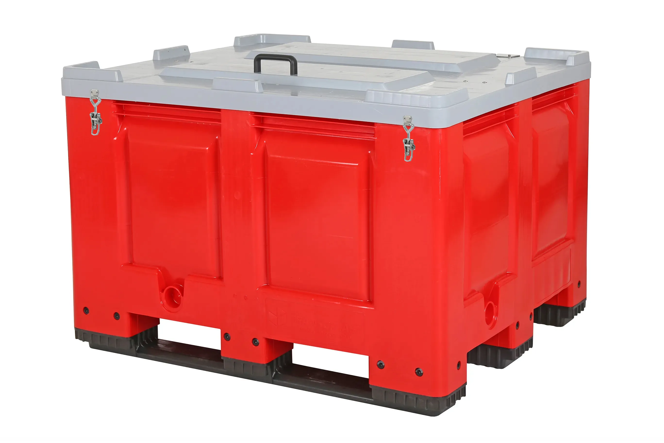 Latched BIG BOX pallet box - 1200 × 1000 mm - with hinged lid (also ...
