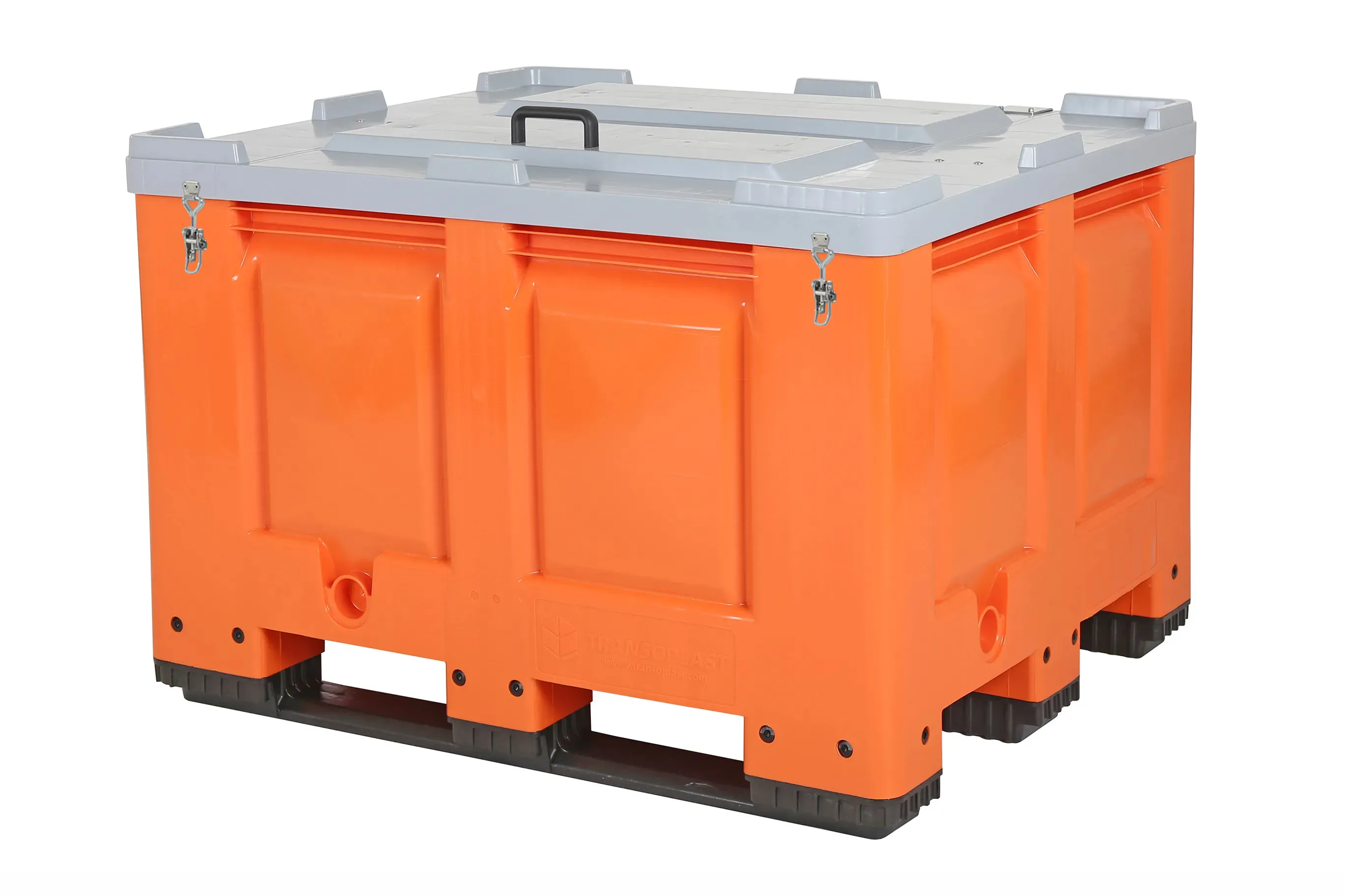 Latched BIG BOX pallet box - 1200 × 1000 mm - with hinged lid (also ...