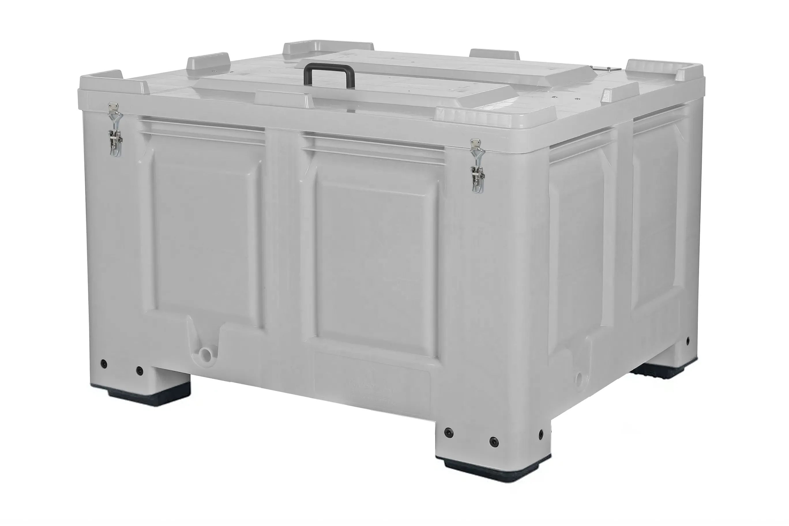 Latched BIG BOX pallet box - 1200 × 1000 mm - with hinged lid (also ...