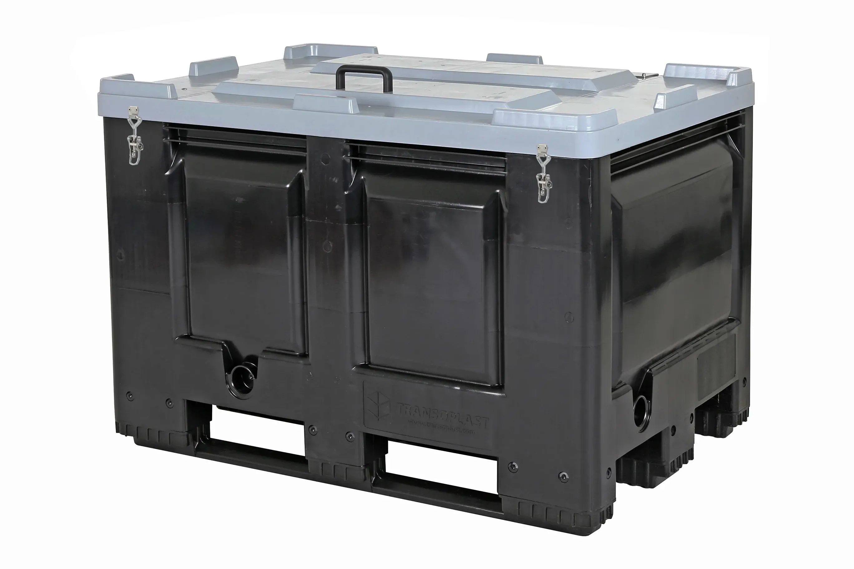 Latched BIG BOX pallet box - 1200 × 800 mm - with hinged lid (also ...